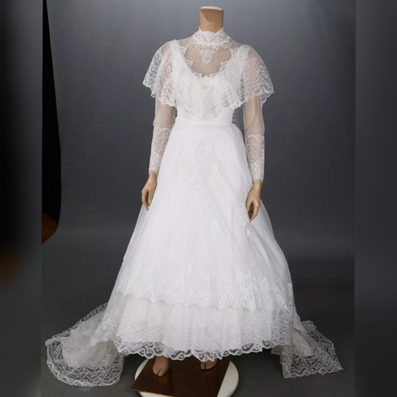 Alfred Angelo | Dresses | Alfred Angelo Vintage 8s White Lace High Neck ...